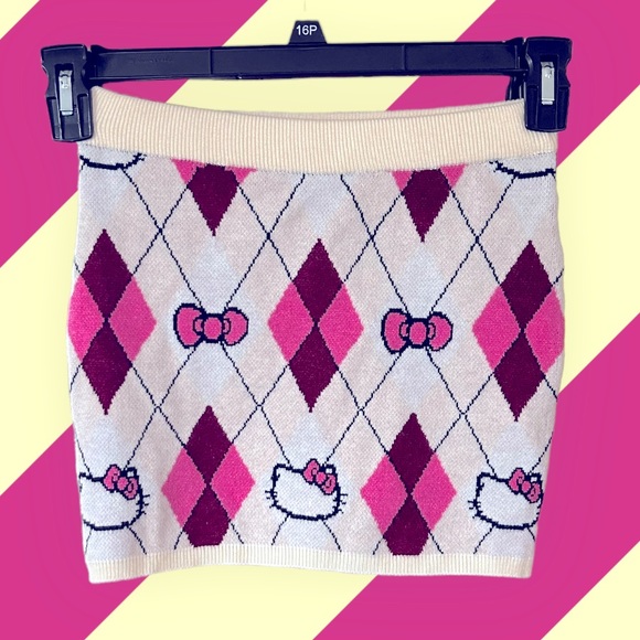 Hello Kitty | Skirts | Hello Kitty X Forever 2 Argyle Pink White Mini ...
